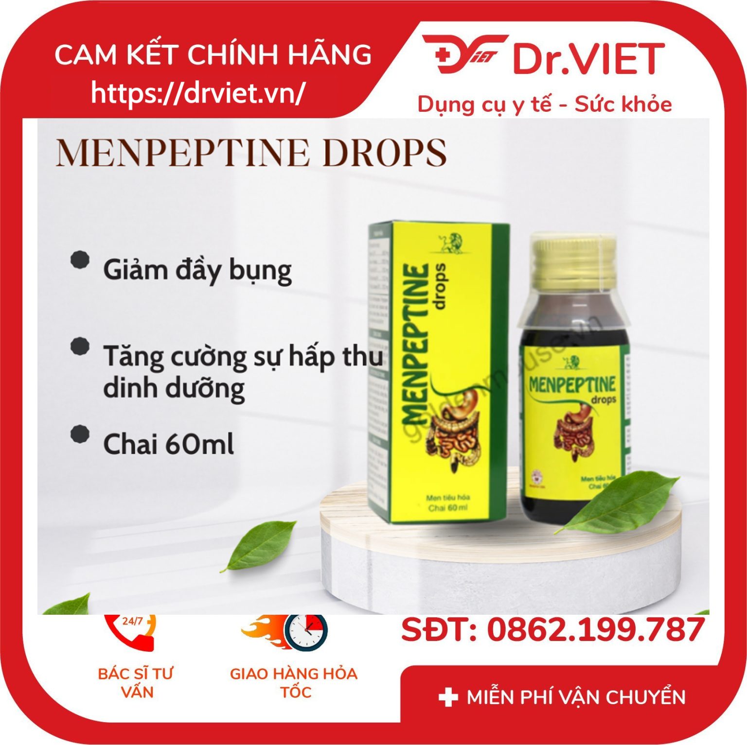 Men Tiêu Hóa Menpeptine Drops Mediphar chai 60ml
