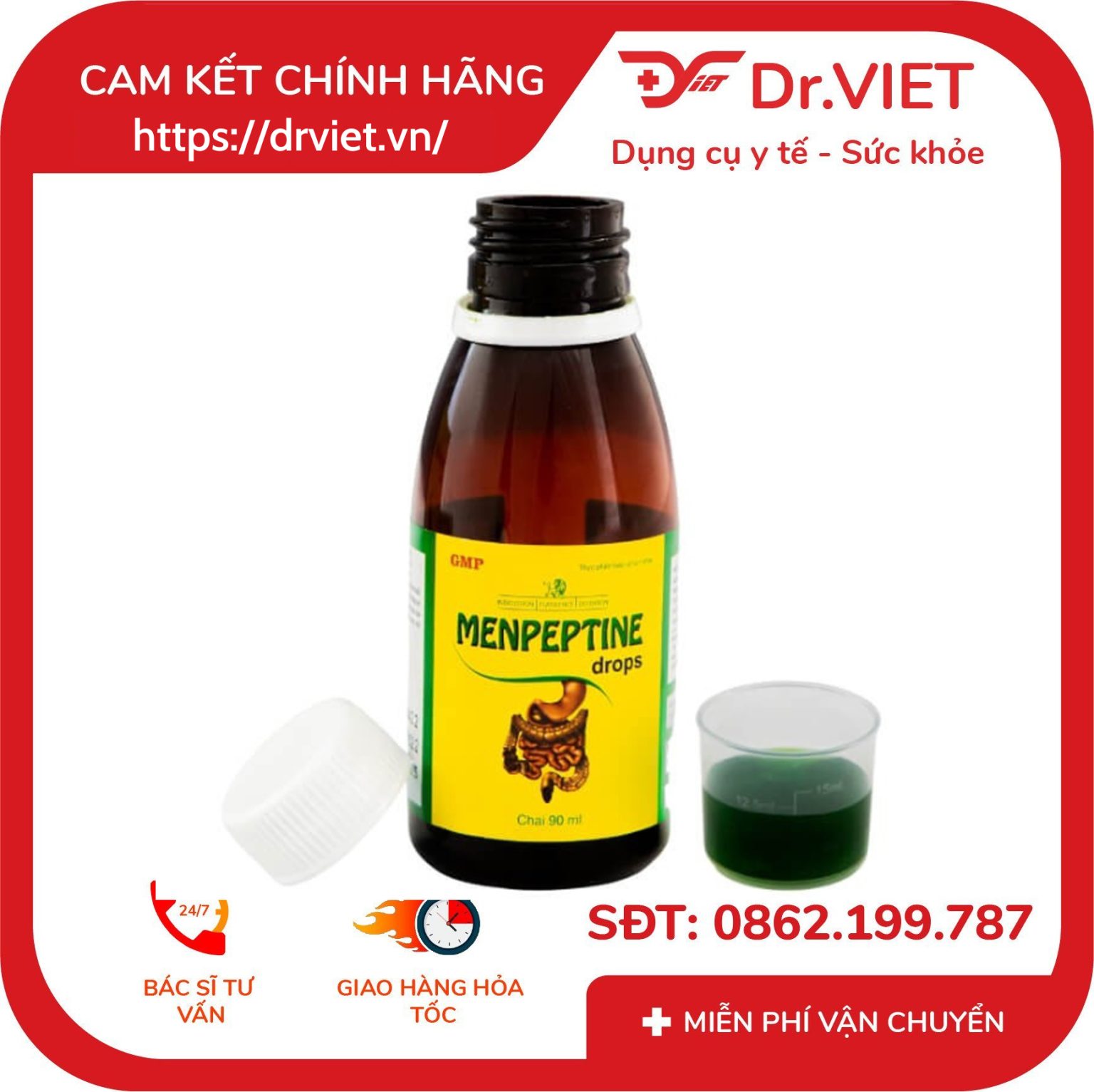 Men Tiêu Hóa Menpeptine Drops Mediphar chai 60ml